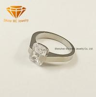 China Fashion Silver Jewelry Stainless Steel Jewelry Single CZ   Zircon Jewelry Line Cut Ring for Women SSR2073 for sale
