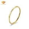 China Fashion Jewelry Titanium Steel Zircon 1mm Ring Stainless Steel Simple IP Gold Couple Ring for Women SSR2067 for sale