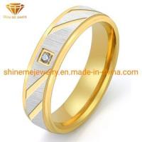 China Titanium Steel Ring Simple Personality Brushed Zircon Stainless Steel Gold Finger Ring Jewelry SSR2063 for sale
