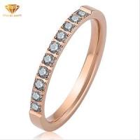China Fashion Stainless Steel Silver Jewelry Rose Gold Diamond Ring Stainless Steel Simple Creative Zircon Couple Rings SSR2060 for sale