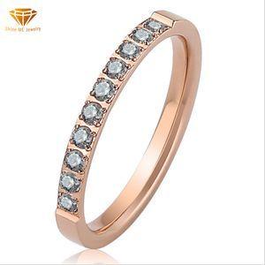 China Fashion Stainless Steel Silver Jewelry Rose Gold Diamond Ring Stainless Steel Simple Creative Zircon Couple Rings SSR2060 for sale