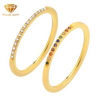 China Stainless Steel Thin Ring 1mm Color Zircon Ring Gold Women Fashion Jewelry Accessories Wholesale SSR562 for sale