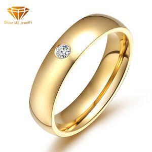 China Zircon Inlaid Korean Jewelry Titanium Steel Jewelry Fashion Ring 5mm Smooth Ring Titanium Steel Ring in Stock SSR085 for sale
