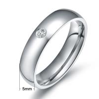 China Zircon Inlaid Korean Jewelry Titanium Steel Jewelry Fashion Ring 5mm Smooth Ring Titanium Steel Ring in Stock SSR085 for sale