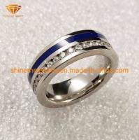 China Shineme Jewelry Zircon and Glue Blue Popular Stainless Steel Ring SSR1950 for sale
