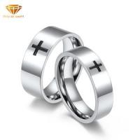 China Jewelry Simple Cross Stainless Steel Ring Black Titanium Cross Couple's Ring Kr623s for sale