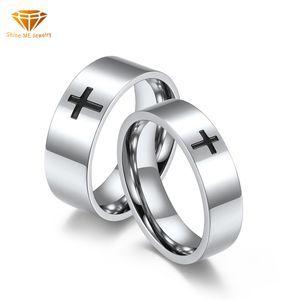 China Jewelry Simple Cross Stainless Steel Ring Black Titanium Cross Couple's Ring Kr623s for sale