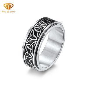 China Nordic Celtic Triangle Rotatable Stainless Steel Ring for Men and Women Decompression Titanium Steel Ring Jewelry Wholesale SSR587 for sale