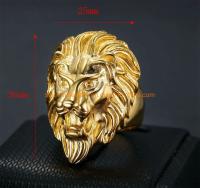 China Hot Selling 316 Stainless Steel Hip Hop Lion Head Hand Polished Vacuum Gold Plated Men′ S Ring Sgmr2622 for sale