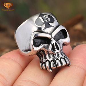 China European and American Retro Men's Titanium Steel Ring Trendy and Bold Steel Ring Silver Cracked Skull Ring Hfj1559 for sale