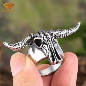 China Fashionable New Personalized Titanium Steel Polished Aries RAM Ring Titanium Steel Sheep Horn Skull Ring Hfj1581 for sale