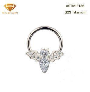 China ASTM F136 / G23 Titanium Piercing Halloween Items Bat Segment Rings Nose Rings Sm0909 for sale