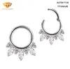 China Hinged Ring ASTM F136 G23 Titanium Leaf Crystal Blaze Segment Ring Nose Piercing Jewelry Sm0610 for sale