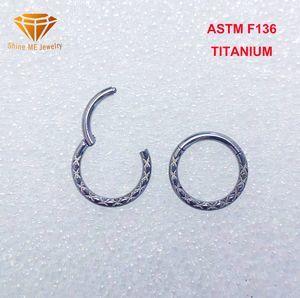 China ASTM F136 Titanium Piercing Fashion Jewelry Circle Emboss Piercing Jewelry Nose Rings SM0607 for sale