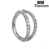 China G23 Titanium Jewelry Nose Ring Double Beveled Zircon Hinged Ring Tp2538 for sale