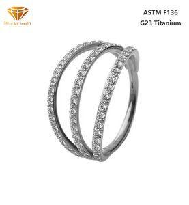 China ASTM F136 Titanium Open Closed Ring G23 Titanium Zircon Nose Ring Piercing Jewelry Cross-Border Nose Ring Tp2531s for sale