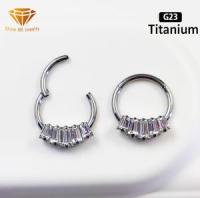 China G23 Titanium ASTM F136 Titanium 5 Rectangle CZ Pave Face Segment Ring Sm0915 for sale