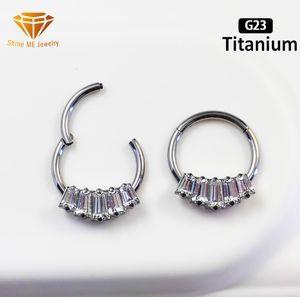 China G23 Titanium ASTM F136 Titanium 5 Rectangle CZ Pave Face Segment Ring Sm0915 for sale