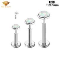 China F136 Titanium Jewelry Opal Nose Ring Ear Bone Nails G23 Titanium Push in Top Labret Piercing Jewelry Wholesale Sm2512 for sale