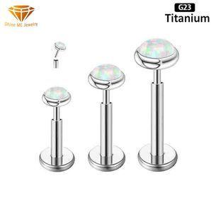China F136 Titanium Jewelry Opal Nose Ring Ear Bone Nails G23 Titanium Push in Top Labret Piercing Jewelry Wholesale Sm2512 for sale