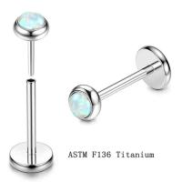 China F136 Titanium Jewelry Opal Nose Ring Ear Bone Nails G23 Titanium Push in Top Labret Piercing Jewelry Wholesale Sm2512 for sale