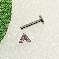 China Wholesale Simple Jewelry ASTM F136 G23 Titanium CZ Paved V Shape Internally Threaded Top Labret Sm1166 for sale