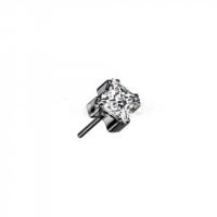 China ASTM F136/G23 Titanium Implant Grade Titanium Threadless Push in Prong Set Square CZ Top Piercing Tpn083 for sale