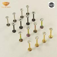 China Fashion Jewelry ASTM F136 Titanium Body Piercing Single Stone Piercing for Lip Tp2906 for sale