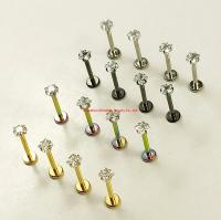 China Fashion Jewelry ASTM F136 Titanium Body Piercing Single Stone Piercing for Lip Tp2906 for sale