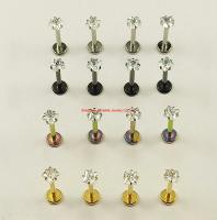 China Fashion Jewelry ASTM F136 Titanium Body Piercing Single Stone Piercing for Lip Tp2906 for sale