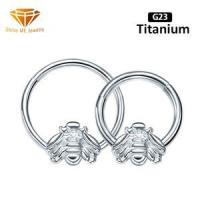China Hot Selling G23 Titanium Bee-Shaped Nose Ring European and American Human Body Piercing Nose Jewelry Simple Seamless Piercing Jewelry Nose Ring Tp2543 for sale