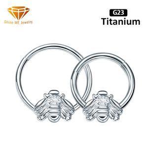 China Hot Selling G23 Titanium Bee-Shaped Nose Ring European and American Human Body Piercing Nose Jewelry Simple Seamless Piercing Jewelry Nose Ring Tp2543 for sale