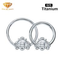 China Hot Selling G23 Titanium Bee-Shaped Nose Ring European and American Human Body Piercing Nose Jewelry Simple Seamless Piercing Jewelry Nose Ring Tp2543 for sale