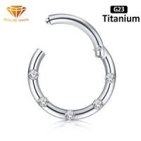 China Nose Ring Diamond Nose Ornaments Round Seamless Zircon Nose Ring G23 Titanium Hypoallergenic Nose Nail Piercing Jewelry Hinged Ring Tp1974 for sale