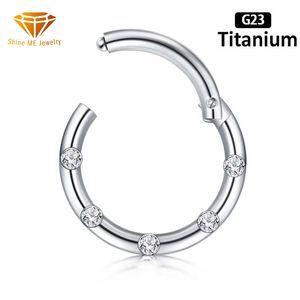 China Nose Ring Diamond Nose Ornaments Round Seamless Zircon Nose Ring G23 Titanium Hypoallergenic Nose Nail Piercing Jewelry Hinged Ring Tp1974 for sale