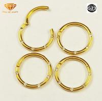 China High Quality G23 Titanium Piercing Jewelry Gold PVD Jewelry CZ Nose Ring Tp1974G for sale