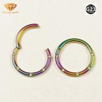 China Fashion Jewelry G23 Titanium  Body Piercing Colorful Segment Ring with Stones Tp1974c for sale