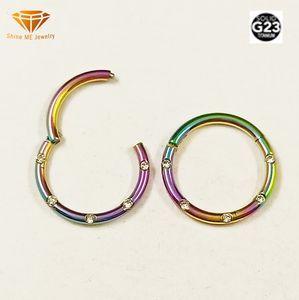 China Fashion Jewelry G23 Titanium  Body Piercing Colorful Segment Ring with Stones Tp1974c for sale