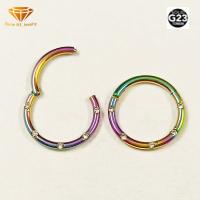 China Fashion Jewelry G23 Titanium  Body Piercing Colorful Segment Ring with Stones Tp1974c for sale