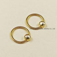 China Body Jewelry Grade 23 Titanium Captive Gemstone Gold Plating Piercing Tp1961g for sale