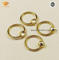 China Body Jewelry Grade 23 Titanium Captive Gemstone Gold Plating Piercing Tp1961g for sale