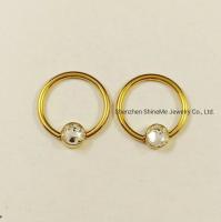 China Body Jewelry Grade 23 Titanium Captive Gemstone Gold Plating Piercing Tp1961g for sale