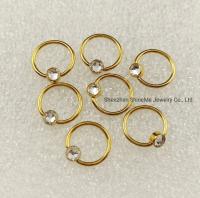 China Body Jewelry Grade 23 Titanium Captive Gemstone Gold Plating Piercing Tp1961g for sale