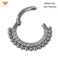 China ASTM F136 Titanium CZ and Ball Hinged Segment Rings High Polished Nose Earring Hoop Body Piercing Women's Jewelry Tp2532 for sale