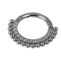 China ASTM F136 Titanium CZ and Ball Hinged Segment Rings High Polished Nose Earring Hoop Body Piercing Women's Jewelry Tp2532 for sale