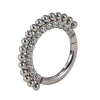 China ASTM F136 Titanium CZ and Ball Hinged Segment Rings High Polished Nose Earring Hoop Body Piercing Women's Jewelry Tp2532 for sale