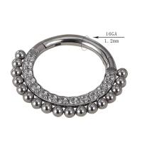 China ASTM F136 Titanium CZ and Ball Hinged Segment Rings High Polished Nose Earring Hoop Body Piercing Women's Jewelry Tp2532 for sale