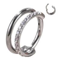 China G23/ASTM F136 Titanium 2 Rows Space Cubic Zircon Paved Sides Hinged Segment Rings Nose Rings Earring Piercing Jewelry Sm1698 for sale
