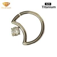 China Fashion Jewelry ASTM F136 G23 Titanium Moon Nose Ring Earrings Hypoallergenic Segment Hinged Ring Piercing Tpn009 for sale