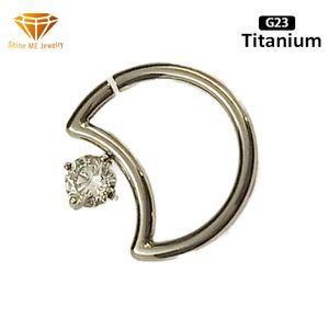 China Fashion Jewelry ASTM F136 G23 Titanium Moon Nose Ring Earrings Hypoallergenic Segment Hinged Ring Piercing Tpn009 for sale